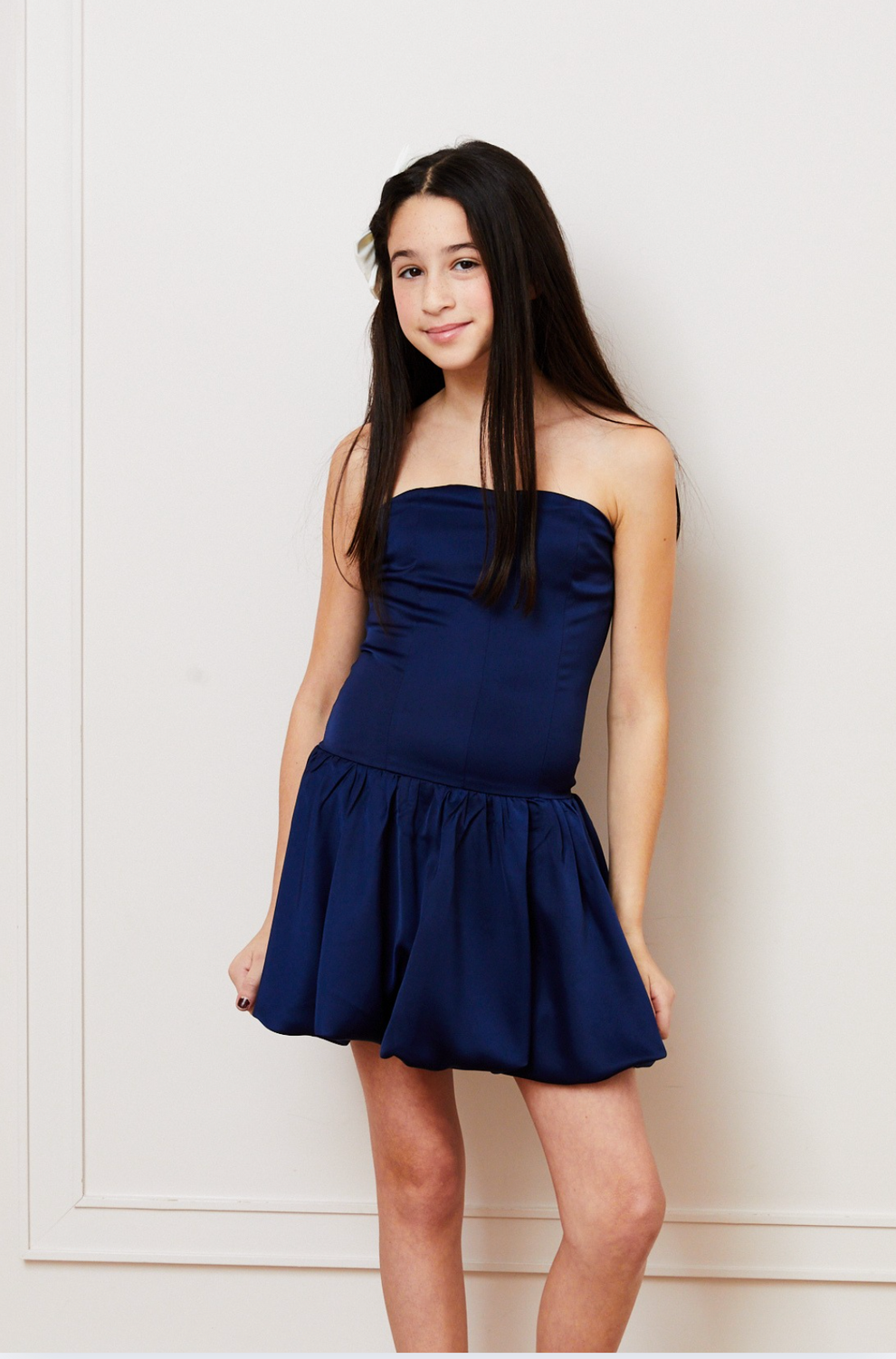 Bailey Satin Ballet Dress - Navy – Theme NYC